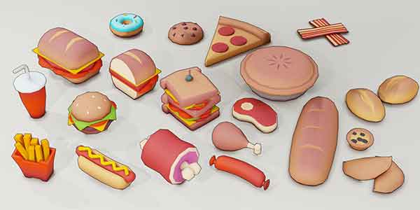 مجموعه پک بلندر Stylized Low Poly Food Pack 01 | گـــــرافیکو